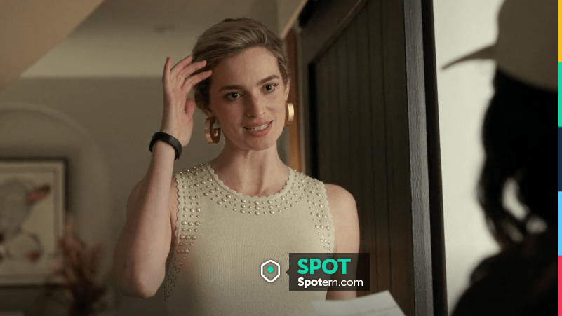 Sandro Ar­i­ane Scal­loped Em­bell­ished Dress worn by Ingrid Kannerman ...