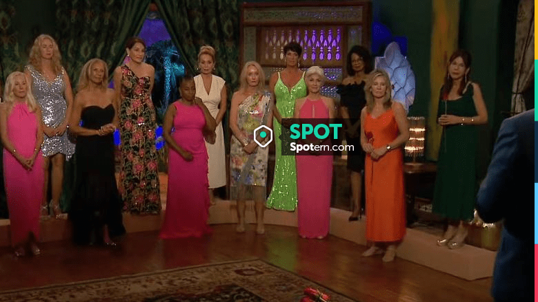 Badgley Mischka Asymmetric One Shoulder Floral Fringe Gown In Green ...