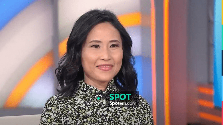 J. Crew Tissue Turtleneck in Fall Garden Floral worn by Vicky Nguyen as ...