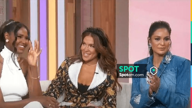 Area Distressed Crystal Detail Crop Denim Blazer worn by Jessel Taank as seen in Sherri on ...