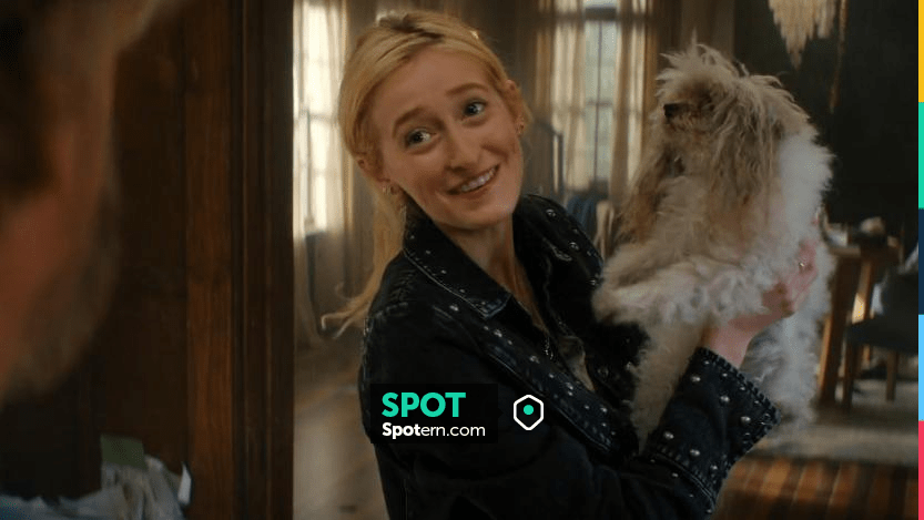 Free People Distressed Rich Black Denim Stud Accent Coat worn by Gaynor ...