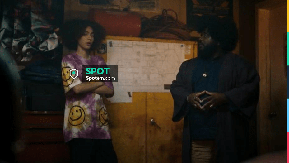 UO Tie Dye Smiley Face Motif Tee Shirt Cotton Jersey worn by Much ...