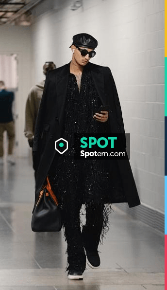 Abrigo cruzado de lana negra Amiri usado por Kyle Kuzma en la cuenta de ...