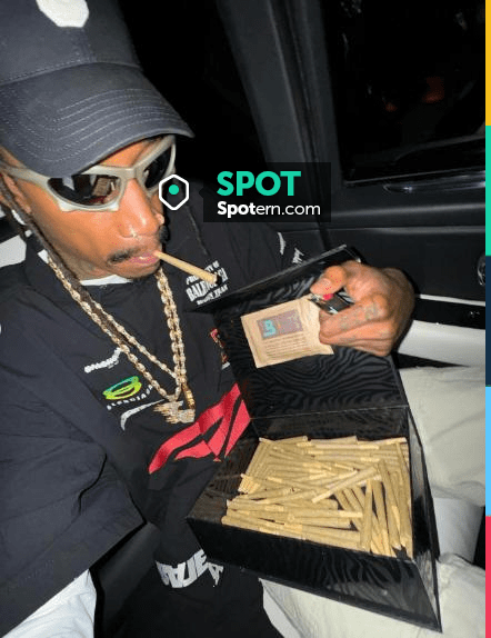 Balenciaga Matte Grey Bat Rectangle Sunglasses worn by Wiz Khalifa on ...