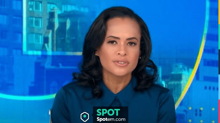 Nordstrom Over­size Satin But­ton-Up Top worn by Linsey Davis as seen ...