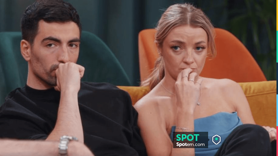 Prettylittlething Blue Bandeau Cowl Neck Pocket Detail Jumpsuit worn by ...