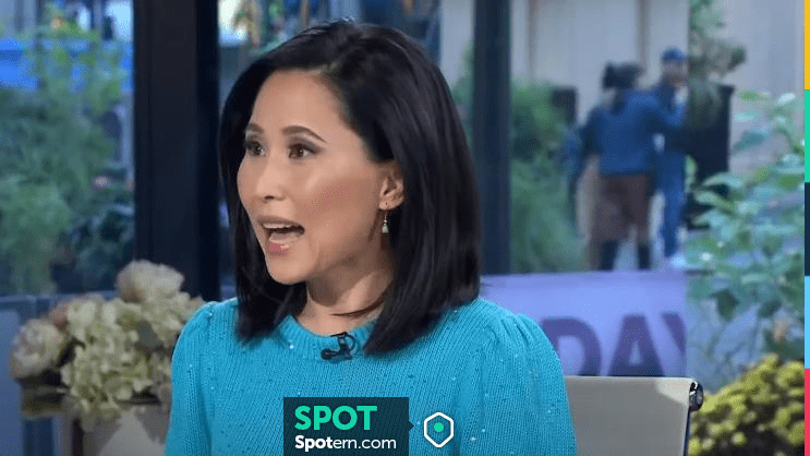 Generation Love Mia Sequin Sweater In Scuba Blue worn by Vicky Nguyen ...