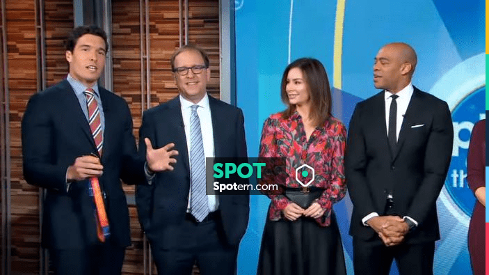 Milly Lacey Floral-Print Button-Down Top worn by Rebecca Jarvis as seen ...