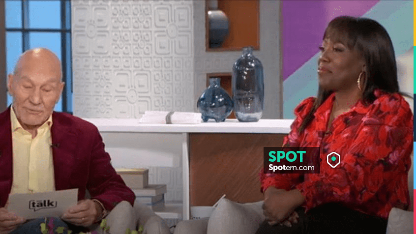 Lime Lush Cherry Floral Print Long Sleeve Button Up Top worn by Sheryl ...