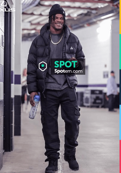 Nike Black Lunar Lake Puffer Jacket worn by Lamar Jackson on the ...