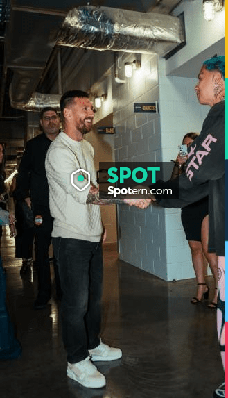 Louis Vuitton Ivory Full Damier Sweater worn by Lionel Messi on the ...