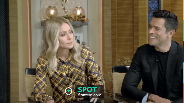 Saint Laurent Retro Diamond-Printed Silk Blouse worn by Kelly Ripa as ...