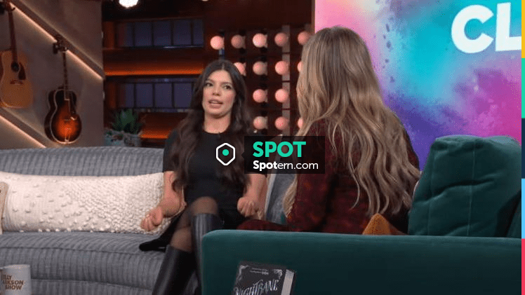 Miu miu Black Pow­der Grain Dress with Belt worn by Alex Aster as seen ...