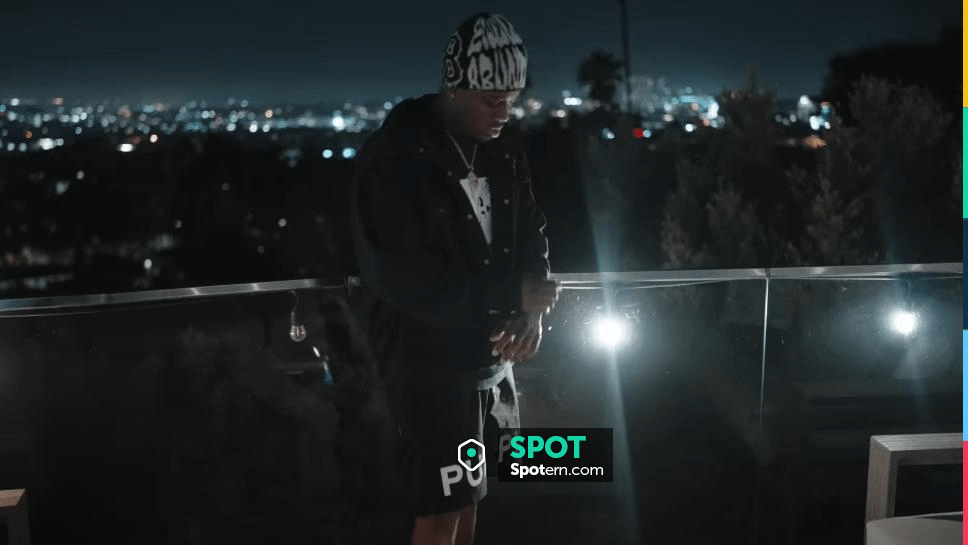 Purple Brand Black Logo Wordmark Swim Shorts worn by Real Boston Richey ...