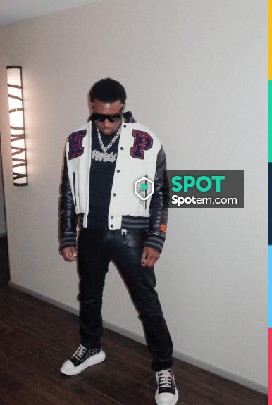 Heron Preston Ivory Alien Patch Varsity Jacket porté par Rob49 sur le ...