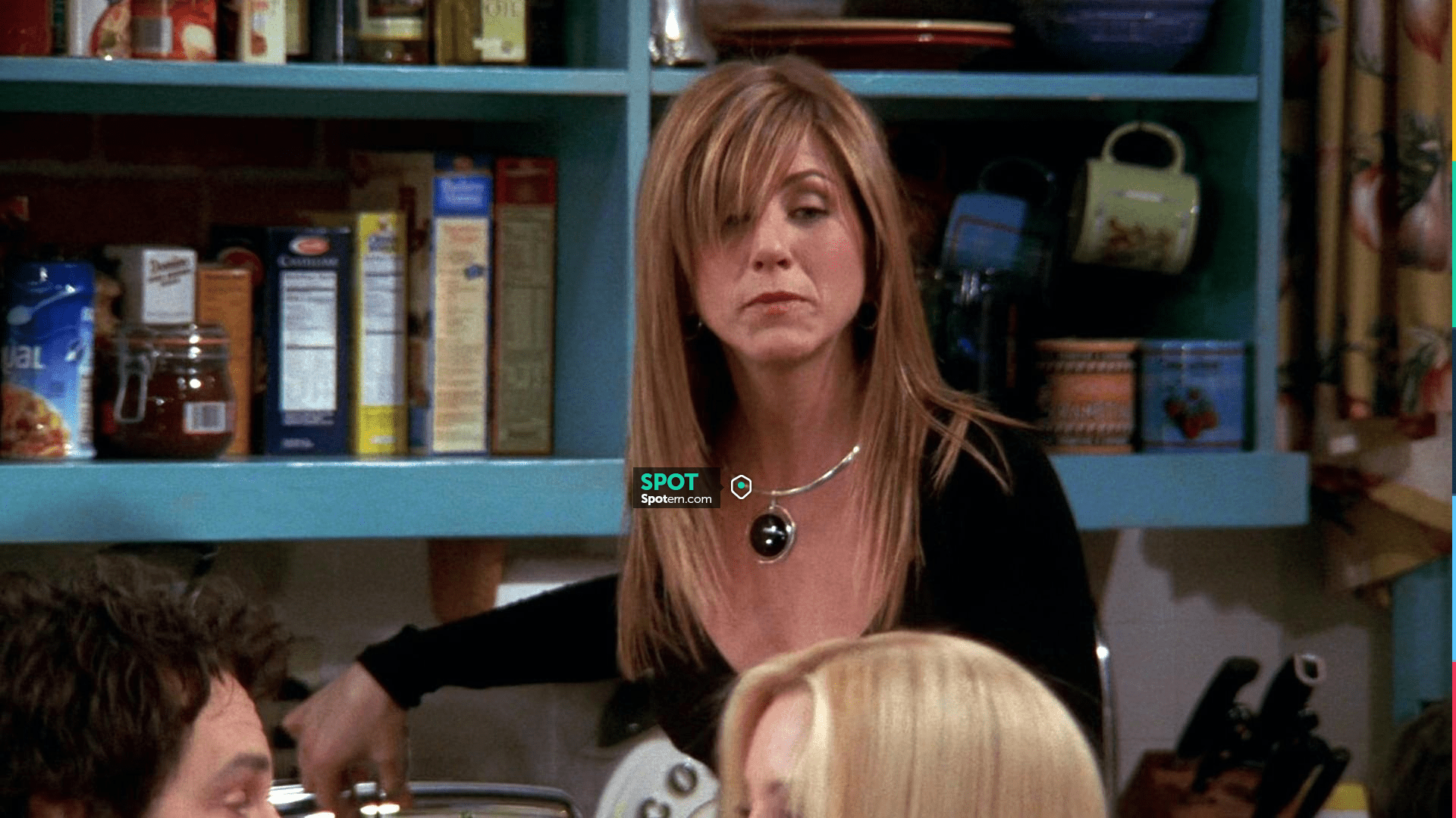 Silver and Black Stone Necklace worn by Rachel Green Jennifer Aniston in Friends S10E14 Spotern
