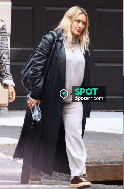 Stand studio Black Mal­ou Trench Coat worn by Hilary Duff in New York ...