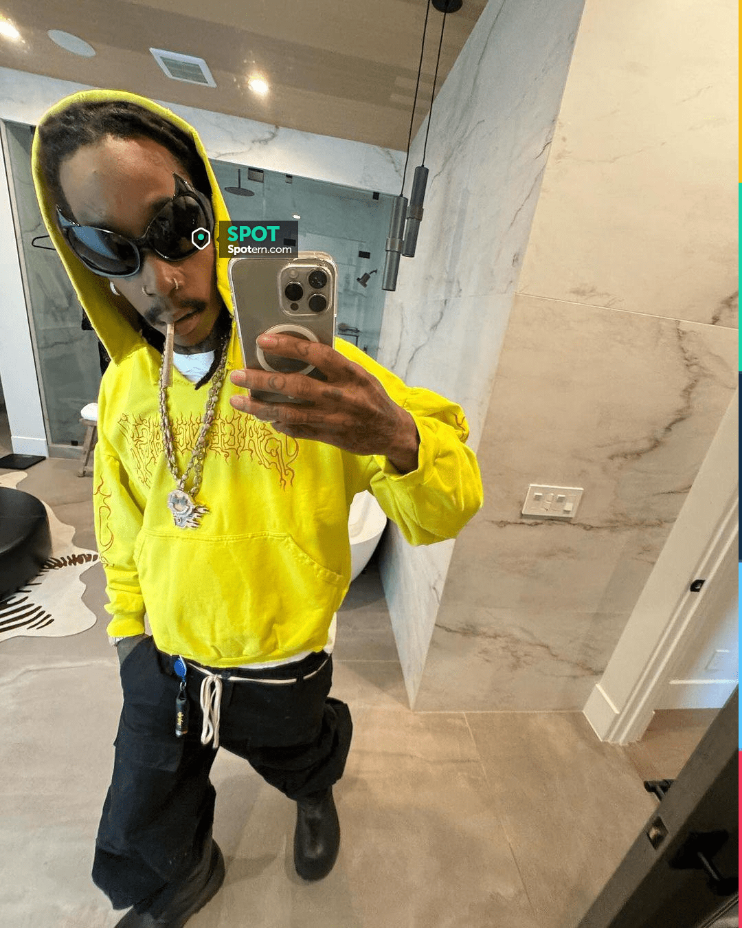 Balenciaga Black Gotham Cat Sunglasses worn by Wiz Khalifa on the ...