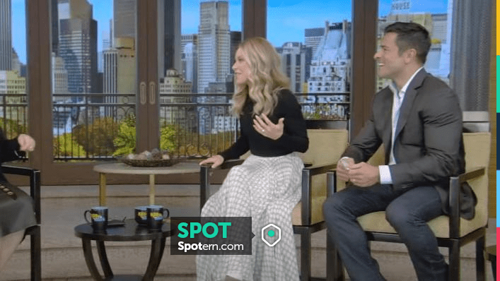 Celine Sun Pleated Skirt In Crepe De Chine worn by Kelly Ripa as seen ...