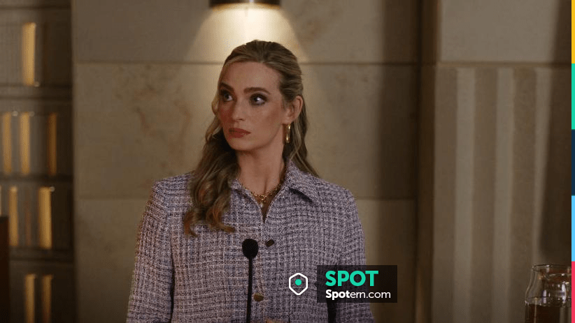 Blazer texturé en tweed violet Zara porté par Ingrid Kannerman (Allegra ...