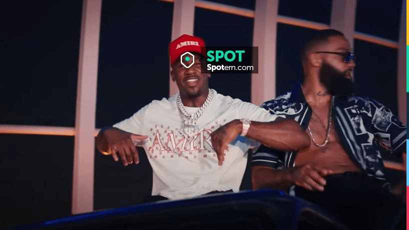 Amiri Red Logo Trucker Hat worn by Bugzy Malone in Lean (Official Video ...