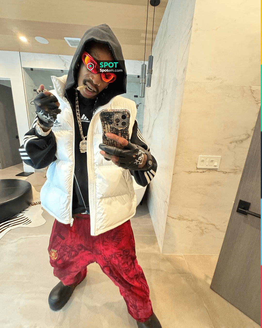 Balenciaga Red Wrap Reverse Xpander Sunglasses worn by Wiz Khalifa on ...