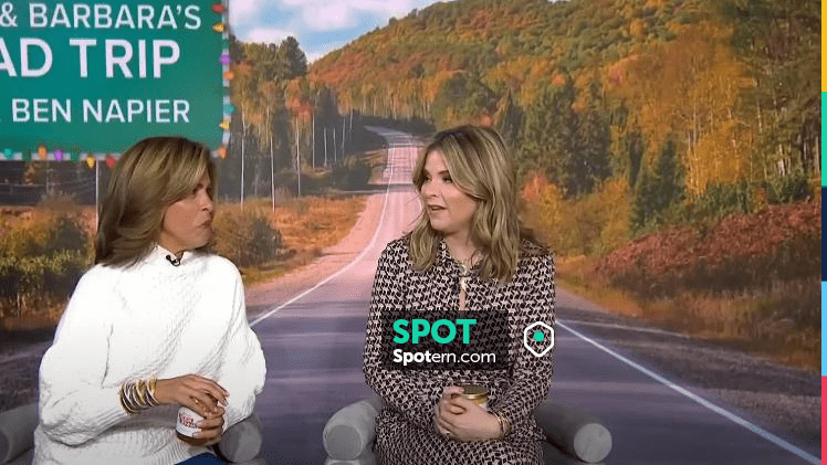 Diane Von Furstenberg Michelle Jumpsuit In Wave Geo Camel worn by Jenna ...