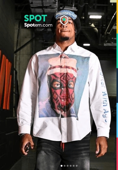 Marni Bright Blue & Multicolor Colorblock Balaclava worn by Ja'Marr ...