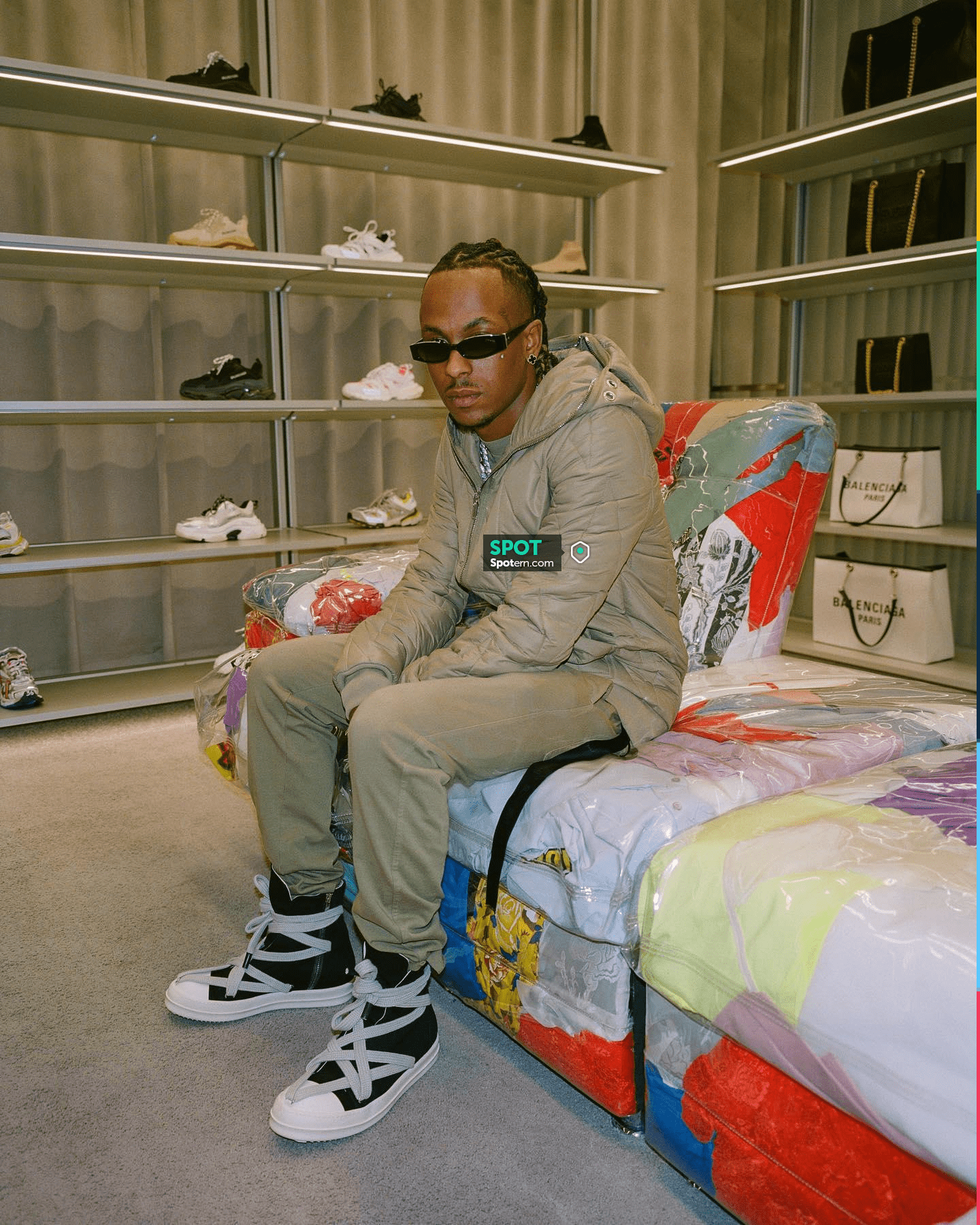 Rick Owens Beige Quilted Gimp Jacket worn by Rich the Kid on the ...