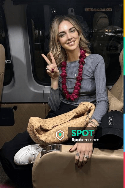 Bottega Veneta Small Jodie Bag In Almond worn by Chiara Ferragni on her ...