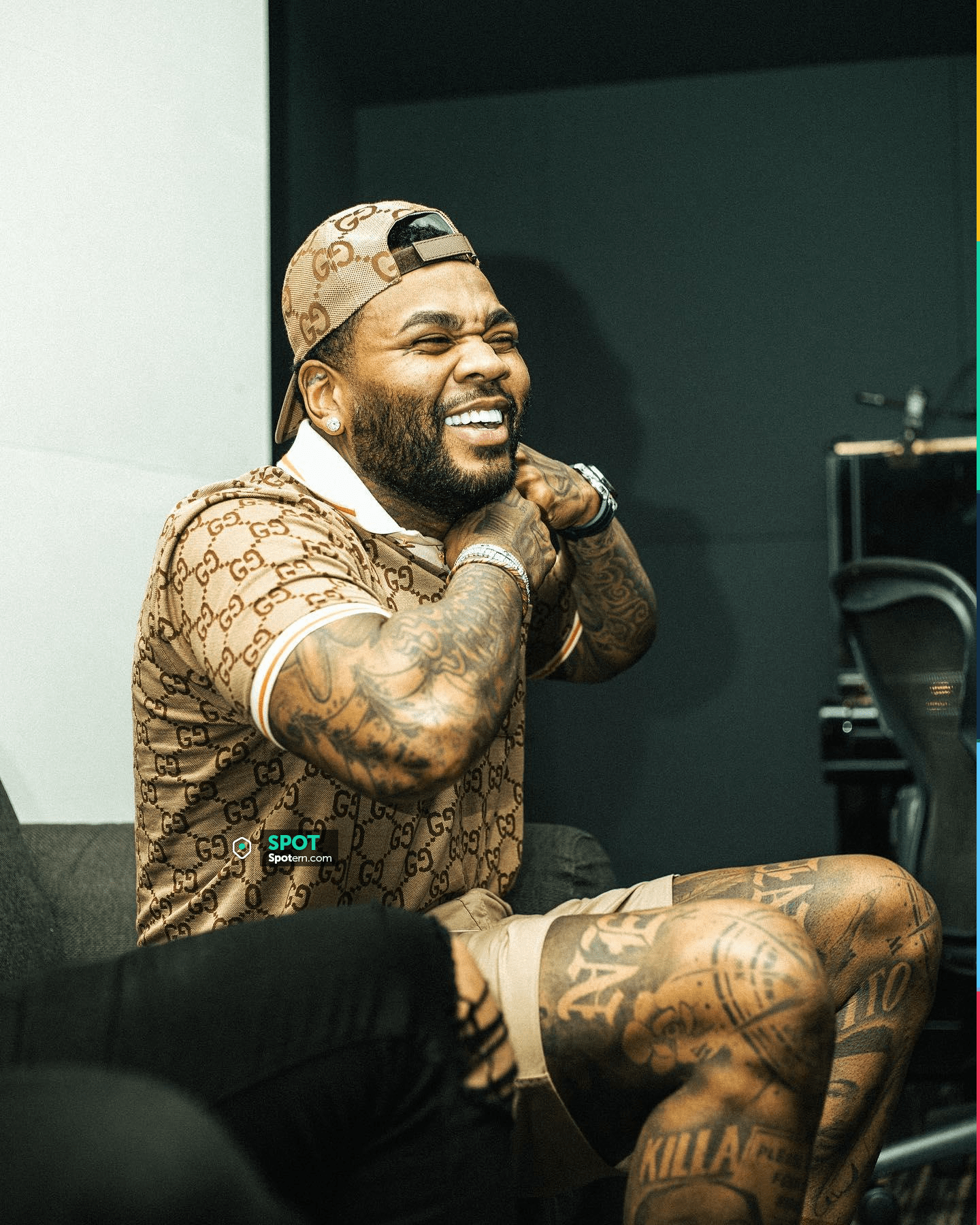 Gucci Beige-GG & Orange Trim Polo worn by Kevin Gates on the Instagram ...