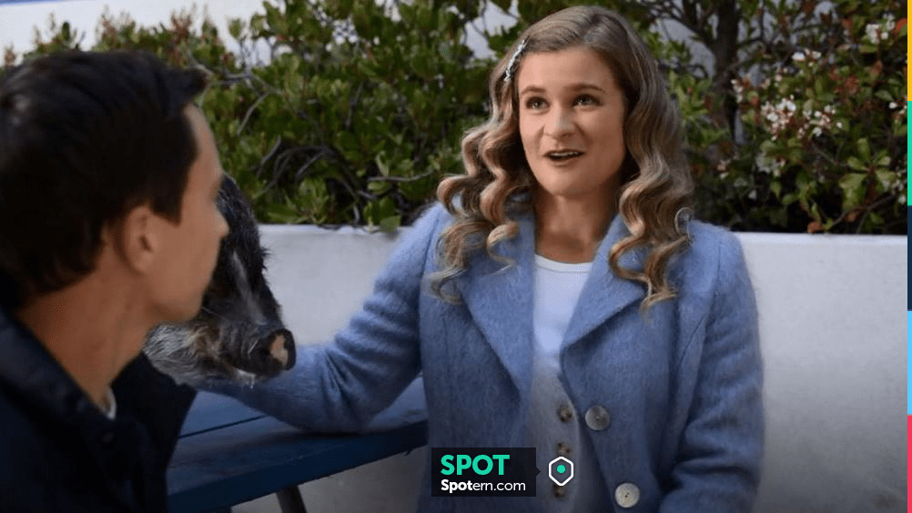 Bershka Fluffy Cardi­gan in Blue worn by Paige Hardaway (Jenna Boyd) as ...