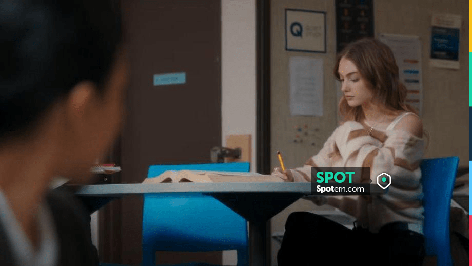 Charlie holiday Tel­low Knit Wom­ens Striped Crop Pullover Sweater worn by Paige (Madison ...