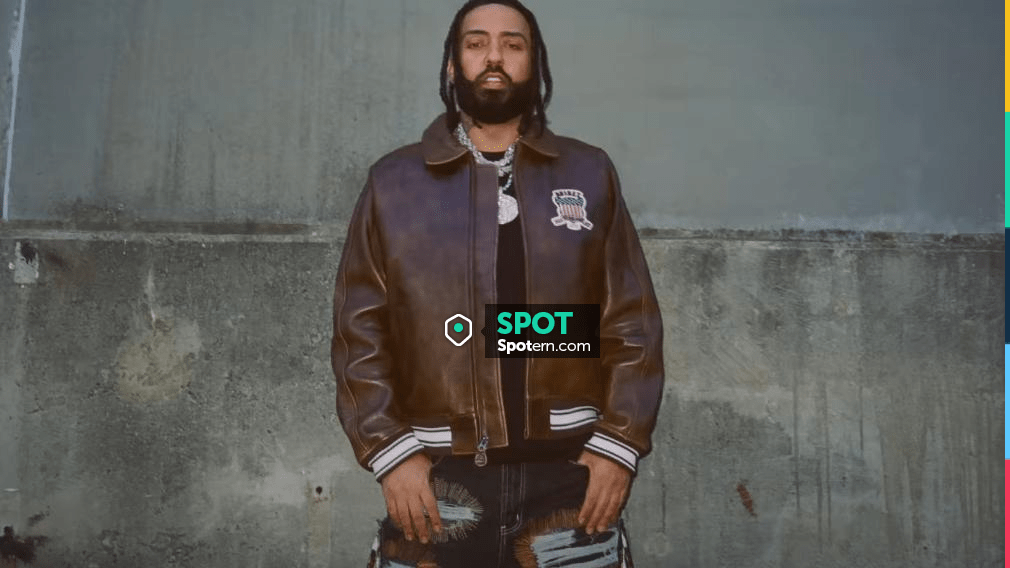 Avirex Brown Leather Icon Jacket worn by French Montana in Okay with ...