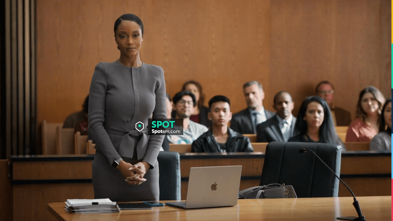 Scanlan Theodore Belted Crepe Knit Curved Hem Jacket worn by Andrea ...