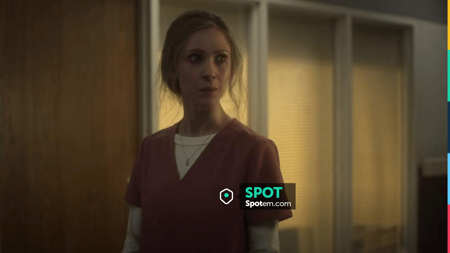 Figs Womens Burgundy Scrub Top worn by Dorothy 'Dot' Lyon (Juno Temple ...