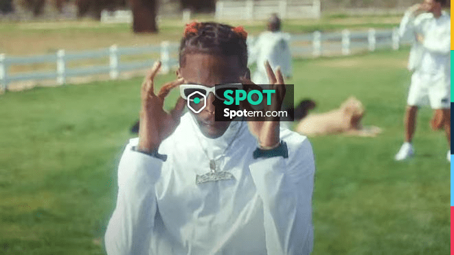 Prada White Cat-Eye Triangle Logo Sunglasses worn by Famous Dex in Big ...