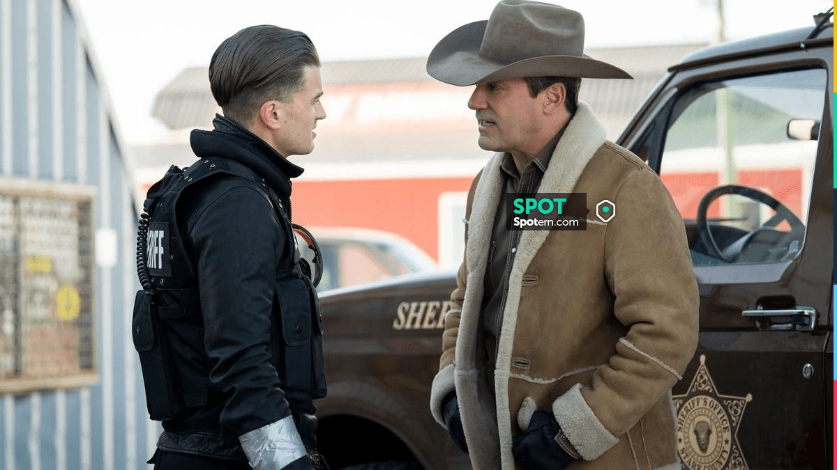 Suede Shearling coat worn by Roy Tillman (Jon Hamm) as seen in Fargo ...