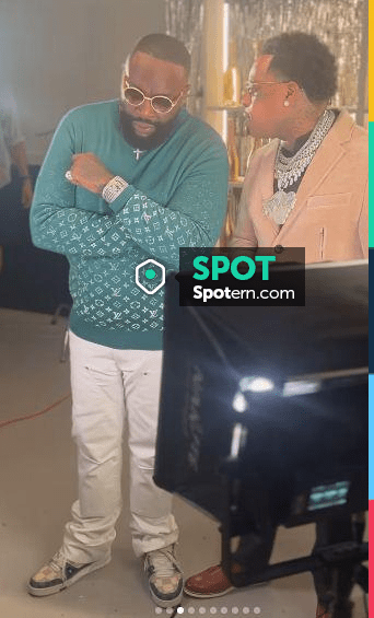 Louis Vuitton Green & White Gradient Monogram Sweater worn by Rick Ross ...