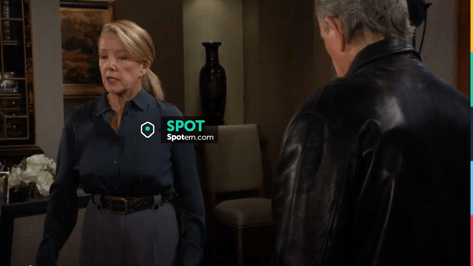 Vince Silk Blouse in Azurine worn by Nikki Reed Newman (Melody Thomas ...