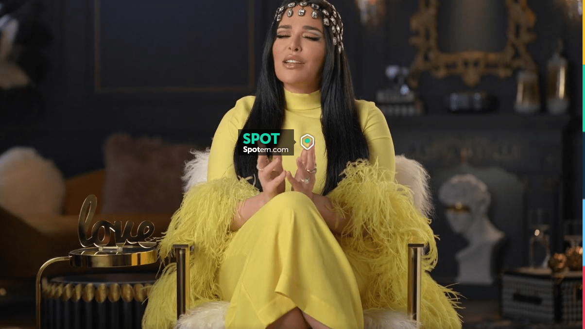 Taller Marmo Del Rio Feath­er Trim Dress worn by Mona Kattan as seen in ...