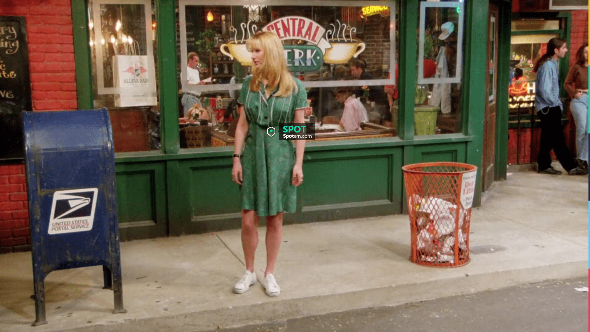 Button Front Belted Midi Green Dress worn by Phoebe Buffay (Lisa Kudrow ...