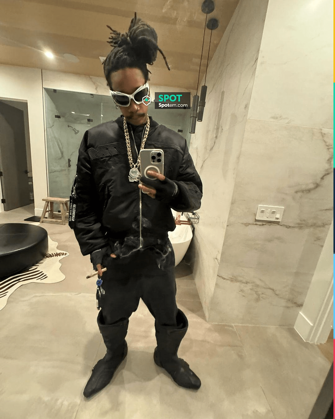 Balenciaga Silver Spike Sunglasses worn by Wiz Khalifa on the Instagram ...