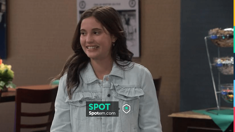 Blank NYC Light Wash Denim Jacket With Ruffle Pockets worn by Grace Kearney (Sofia Capanna) as ...