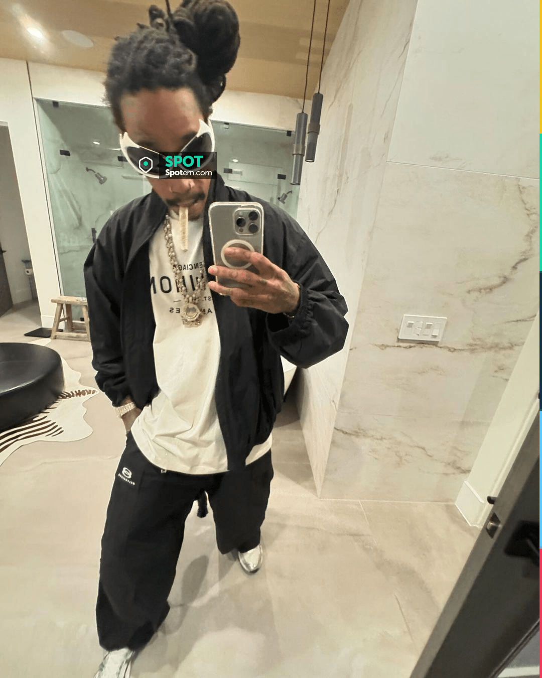 Balenciaga White 'Gotham Cat' Sunglasses (BB0284S) worn by Wiz Khalifa ...
