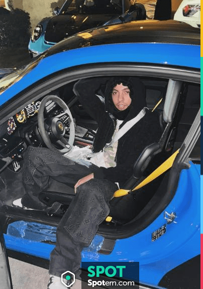 Louis Vuitton White & Black Denim LV Trainer Sneakers worn by Natanael Cano on the Instagram ...