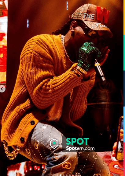 Gucci Blue Crystal Interlocking-GG Jeans worn by Offset on the ...