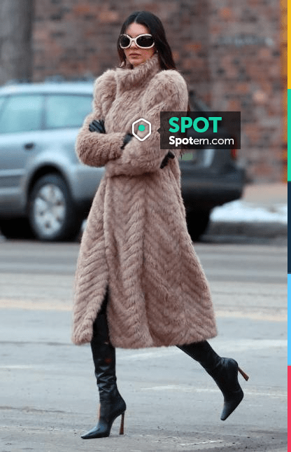 Balenciaga Chevron Fur Coat worn by Kendall Jenner in Aspen on December ...
