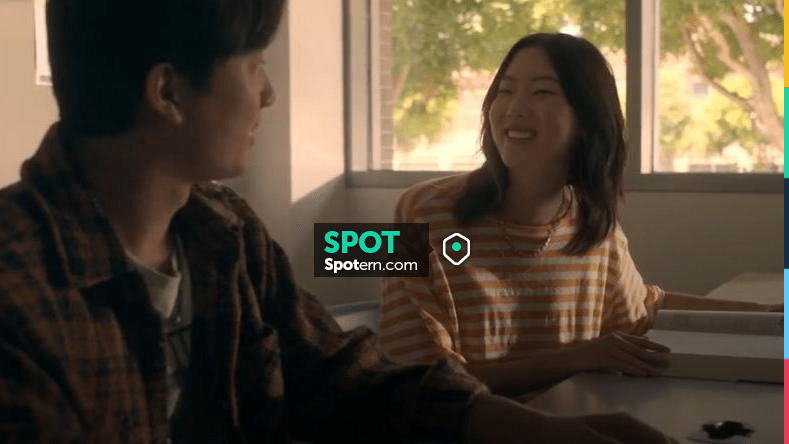Frame Box-cut Striped T-shirt worn by Grace (Madison Hu) as seen in The ...