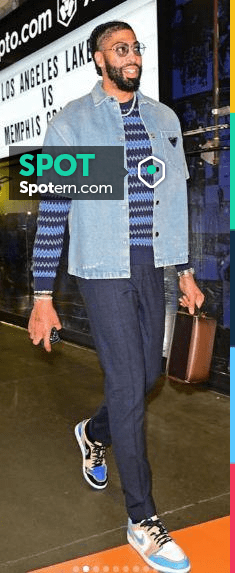 Prada Navy Zig-Zag Fair Isle Sweater worn by Anthony Davis on the ...
